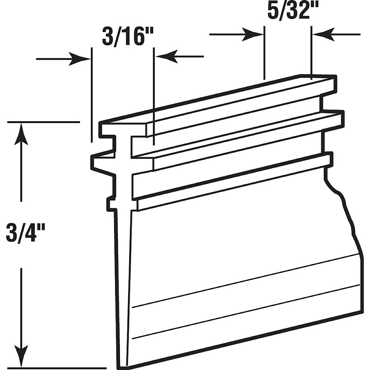 Prime-Line M 6040 Shower Door Bottom Sweep, Double Tee Insert Shape, 3/4 In., 36 In. (Single Pack)