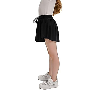 3 Pack Girls Flowy Shorts with Pockets 2 in 1 Youth Teen Kids Athletic Skirts Running Sports Dance Skort Size 6 Set 01