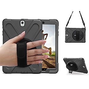 BRAECN for Samsung Galaxy Tab A 9.7 Case, Heavy Duty Shockproof 3-Layer Full Protection Rugged Hybrid Defender Armour for Samsung Tab A 9.7 Inch SM-T550/ P550-Kids Students Workmen Builders Case-Black