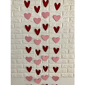 80 Heart Garland Red & Pink- Valentines Day Decoration, Hanging Hearts, Valentines Day Banner, Hanging Valentines Garland, Valentine's Day Decorations, Large Heart Valentines（NO DIY）