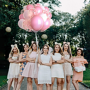 Dandy Decor 60 Pack Pink Balloons + Pink Confetti Balloons + White Balloons w/Ribbon | Light Pink Balloons | Pink Balloon | Pink Latex Balloons | Baby Pink Balloons | Bulk Balloons