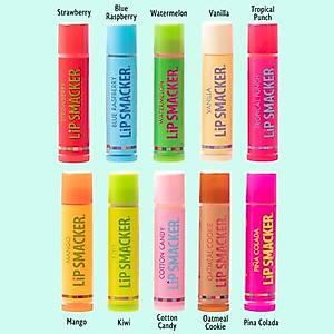 Lip Smacker Original & Best Party Pack - 10 Moisturizing Lip Balms, Classic Flavors, Hydrating & Protecting - Cruelty-Free- Oatmeal Cookie