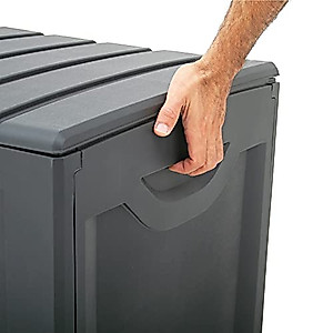 Ram Quality Products Plastic 90 Gallon Outdoor Lockable Backyard Storage Bin Deck Box for Cushions, Toys, Pool Accessories, and Towels, Gray