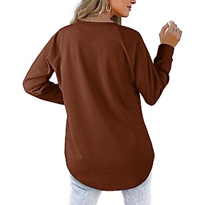 Womens Fall Sweatshirt Crewneck Clothes For Women 2021 Women's Shirts Casual Brown L