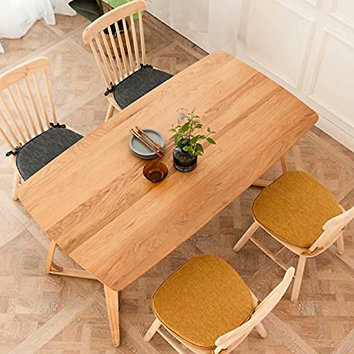 CFMZ Chair Pads for Dining Chairs Set of 6, Kitchen Chair Cushions with Ties, Seat Cushions for Dining Chairs, All Season Seat Pads for Dining Chairs Outdoor Garden Brown, 6 Pack