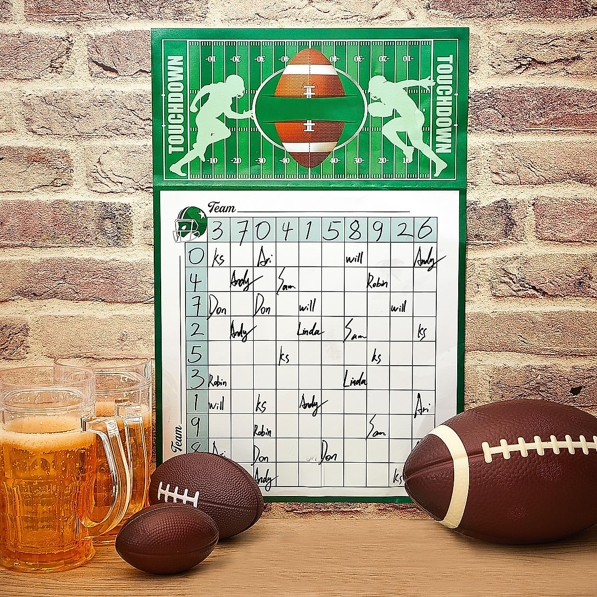Zonon Square Game Sheet Posters Football Game Squares 100 Grids Score Record Posters Square Football Party Posters Sports Games Decorations for Football Match Party, 11 x 17 Inches (30 Pieces)