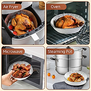 Aluminum Foil Air Fryer Liners, 90PCS Square Non-stick Air Fryer Disposable Paper Liner, Oil-proof Water-proof Air Fryer Sheets, Food Grade Aluminum Foil for Baking, Frying, Grilling(8'' Square)