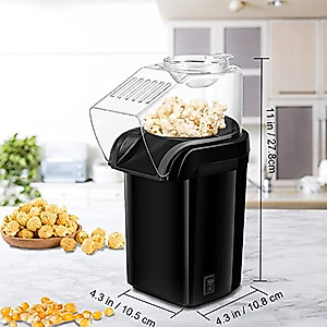 Hot Air Popcorn Popper Maker, Electric Hot Air Popcorn Popper Corn Popcorn Machine for Healthy Oil Free Popcorn