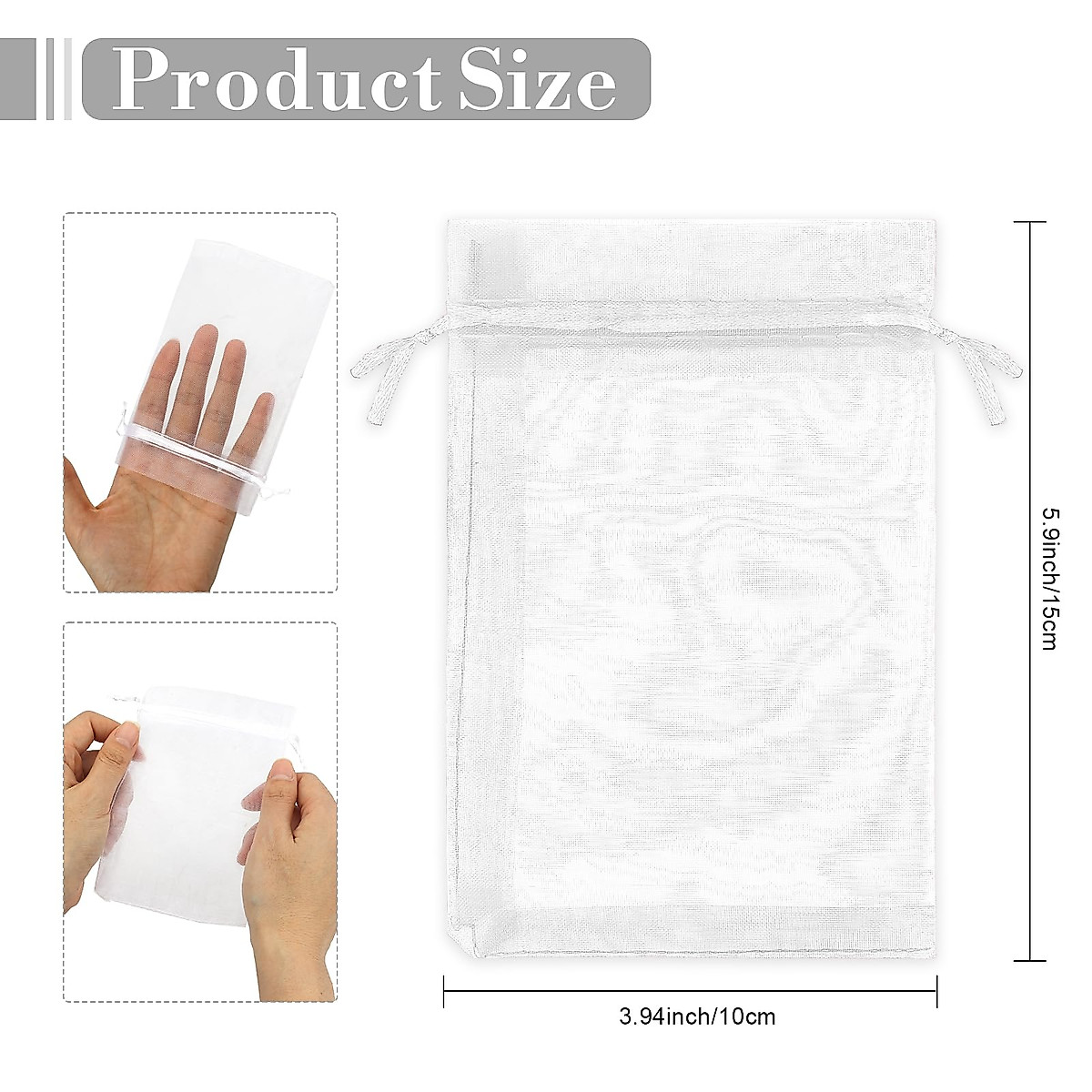 Organza Bags, Organza Bags 4x6, White Wedding Favor Bags, 50Pcs Mesh Bags Drawstring, Jewelry Gift Bags, Candy Pouches, Party Favor Bags Festival Makeup Birthday Halloween Christmas Wrapping Supplie