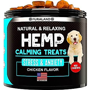 Hemp Calming Chews for Dogs with Anxiety and Stress - Dog Calming Treats - Storms Barking Separation - Valerian Root - Melatonin - Hemp Oil - Dog Anxiety Relief - Calming Treats for Dogs - Made in USA