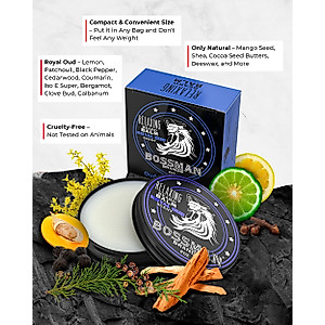 Bossman Relaxing Beard Balm - Beard Tamer, Relaxer, Thickener and Softener Cream - Beard Care Product - Made in USA (Royal Oud Scent)