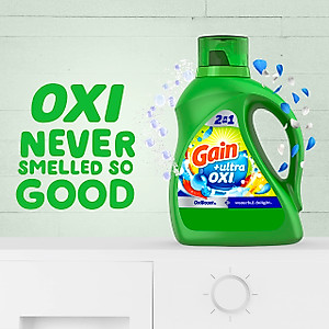 Gain Ultra Oxi Liquid Laundry Detergent, 128 loads, 184 fl oz, Waterfall Delight Scent, 2-in-1, HE Compatible
