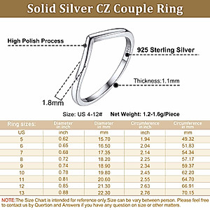 Bestyle Silver Women Rings Wishbone Ring Love Statement Band Ring for Mom Wife Daughter Sterling Silver Plain Knuckle Finger Rings V Shape Lucky Ring,Size 7