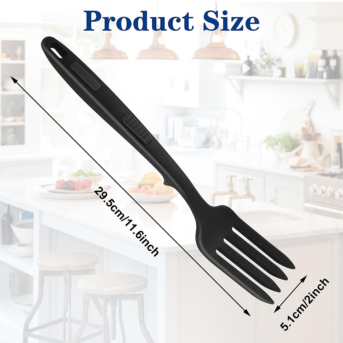 Yuanchu Silicone Flexible Fork, 11 Inch Silicone Fork Heat Resistant Cooking Fork Dishwasher Safe Kitchen Fork Nonstick Blending Fork for Cooking Utensil for Kitchen Stir Mix Mash(Black)