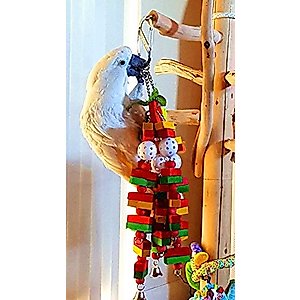 Litewoo Large Bird Parrot Swing Toys, Colorful Apple Shape Chew Wood Toy for Medium Large Bird and Parrot
