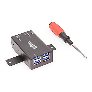 Compact 4-Port USB 3.2 Gen 1 Micro Hub for Industrial Use, 5Gbps Data, Variable Voltage Input, and Surge Protection