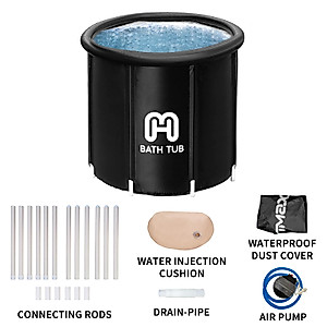 Ice Bath Tub for Recovery, Portable Cold Water Therapy Training Tub, Ice Bath for Adults, Folding Cold Plunge Tub for Athletes, Freestanding Spa Soaking Bath(Black 32.2x32.2x29.5 inches)