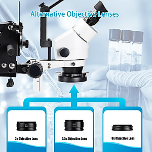 DZQ Micro Inlaid Mirror 7X-45X Multi-Directional Microscope Set Working Distance 3.7-11.8 inch Micro-Setting Microscope Spring Bracket with Ring Light(Upgraded Version)