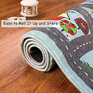 LIVEBOX Soft Kids Rug 4'x6' Carpet Play Mat for Baby Boys Girls, City Life Road Traffic Playroom Rug for Playing Cars Toys, Educational Nursery Rug for Children Bedroom Kids Room