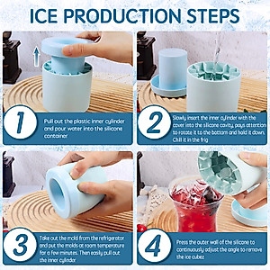 Small Ice Maker Cup, Cylinder Silicone Ice Cube Molds, Mini Ice Maker Cube Tray, Decompress Ice Lattice Ice Cube Trays for freezer, 60 Ice Cubes, Easy-Release (Blue-Green)