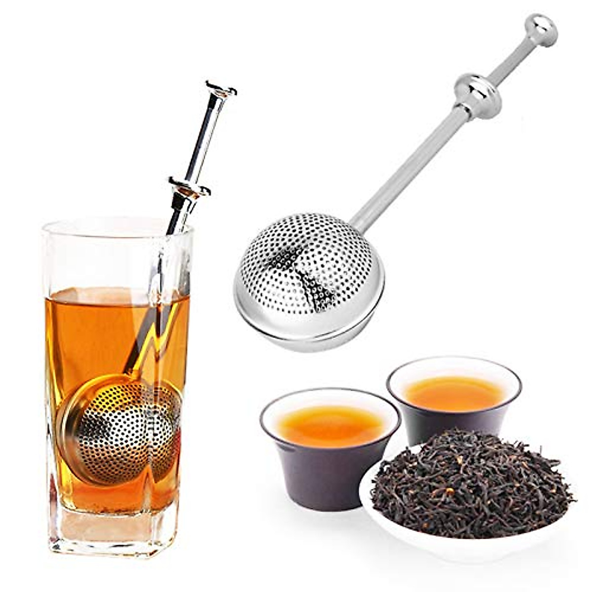 Walbest Flour Duster, 304 Stainless Steel Retractable Sugar Duster Powder Shaker Matcha Powder Spices Sieve Baking Sifter Tool Duster Silver