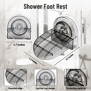 ENUODA Shower Foot Rest with Powerful Non-Slip Suction Cup Waterproof Shower Stool for Inside Shower Shaving Legs Suitable for People Who Need to Keep Body Balance (Reusable, No Drilling)