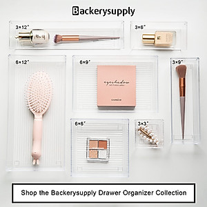Backerysupply Clear Plastic Drawer Organizer Tray for Vanity Cabinet (Set of 10),Storage Tray for Makeup, Kitchen Utensils, Jewelries, and Gadgets