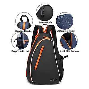 OUTPLORER Pickleball Bag for Men Women Pickleball Backpack Reversible Crossbody Sling Bag Sports Pickleball Sling Bag Adjustable Pickleball Backpack with Fence Hook (05Black)