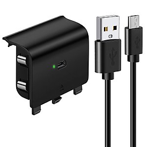 TNP Controller Battery Pack for Xbox One Controller Rechargeable Battery Cover (2 Pack) Xbox One X/S Xbox 1 Play and Charge Kit for Xbox One Wireless Controller Black with Charger Cable