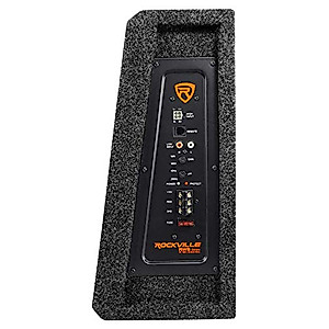 Rockville Rws12ca Slim 1200 Watt 12" Amplified Powered Car Subwoofer Enclosure ,Black