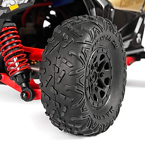 Axial Yeti Jr. Can-Am Maverick X3 RC Rock Racer 4WD Brushed Off-Road Side-by-Side 1/18 Scale RTR (Includes 2.4 Ghz Transmitter, Battery & Charger): AXI90069,Red, Gold and black
