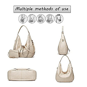 VOGUZY Handbags for Women Large Hobo Shoulder Bags Zipper Purse Tote Bag PU Leather Fashion Tote Satchel Bag Wallets White