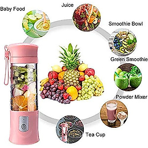 2psc Portable Blender, USB Travel Juice Cup Baby Food Mixing Juicer Machince with Updated 6 Blades with Powerful Motor 4000mAh Rechargeable Battery,13Oz Bottle