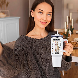 Akita Dog Mom 40 oz Insulated Tumbler with Handle and Straw - Dog Lover Gift for Women