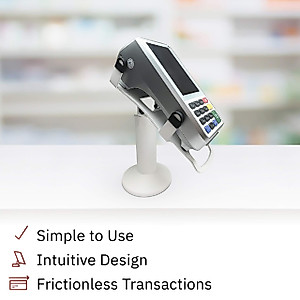 Discount Credit Card Supply Pax A80 7" Swivel and Tilt Terminal Stand, Screw-in and Adhesive, White