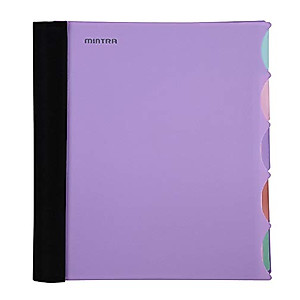 Mintra Office Durable PREMIUM Spiral Notebook, ((Lavender, 5 Subject (8.5in x 11in)) - Fabric Covered Coils, No Snags, College Ruled, Adjustable PocketDividers, Ruler, Organization, Student, School