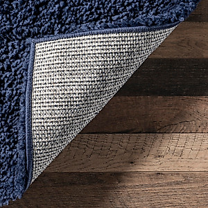 nuLOOM Marleen Contemporary Shag Area Rug, 4' Square, Navy