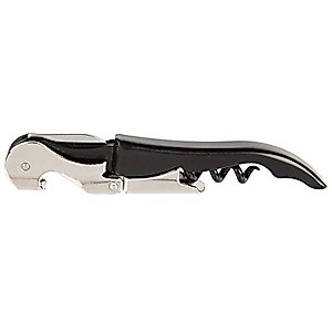 Pulltap's Double-Hinged Waiters Corkscrew, Black and Stainless Steel