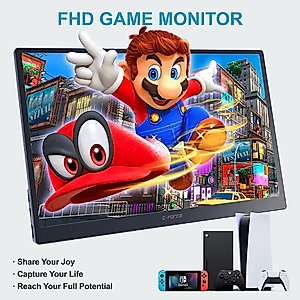 c-force Portable Monitor, 15.6'' 4K UHD Laptop Monitor USB C HDMI Computer Display HDR Eye Care External Screen w/Smart Cover for PC Mac Phone Xbox Switch PS5
