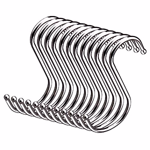 Powerful Metal S-Shaped Silver Hooks Hangers Heavy-Duty Stainless Steel Nickel Hanger Storage Rack for Closet, Work Shop, Bathroom, Garden, House Kitchen (20 Pack)