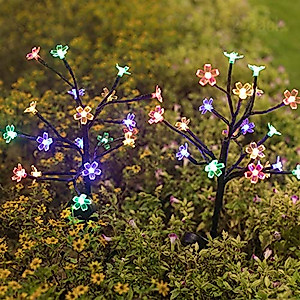 VicFlora Solar Flower Lights, Outdoor Waterproof Solar Powered Stake Lights, Multi-Color 20 LED Decorative Lights for Walkway Pathway Yard Lawn Patio Courtyard, 2 Pack
