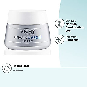Vichy LiftActiv Supreme Anti Aging Face Moisturizer, Anti Wrinkle Cream, Firming and Hydrating Cream to Smoothe Skin, Day Cream Suitable for Sensitive Skin , 1.69 Fl Oz (Pack of 1)