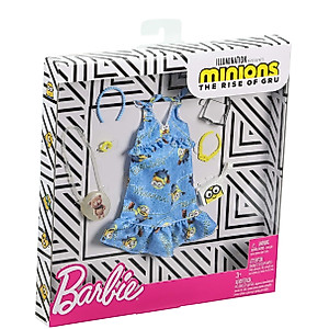 Barbie Storytelling Fashion Pack of Doll Clothes Inspired by Minions: Denim Dress and 6 Accessories Dolls, Gift for 3 to 8 Year Olds