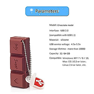 64GB USB Flash Drive Chocolate-Shaped, BorlterClamp Novelty USB Drive Thumb Drive Memory Stick for External Data Storage