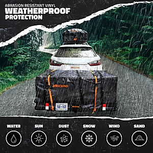 Mockins 60"x20"x6" Folding Trailer Hitch Cargo Carrier & 16 Cu.Ft. Waterproof Tow Hitch Cargo Carrier Bag Set | 500 Lbs. Capacity All-Weather Luggage Rack for Car, SUV, & Truck with Bag & Accessories