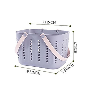 kamuavni Purple Shower Caddy,Plastic Storage Basket with Handle Portable Shower Caddy Tote Dorm Storage Organizer With Drainage Holes - Purple Grey