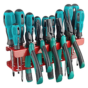 MUTUACTOR Magnetic Screwdriver Rack,1PCS Heavy Duty Magnetic Mount Red Screwdriver Organizer,Magnetic Tool Holder Durable Storage Holder for Multiple Screwdriver Plier Shear Tool Chest Cart Workbench