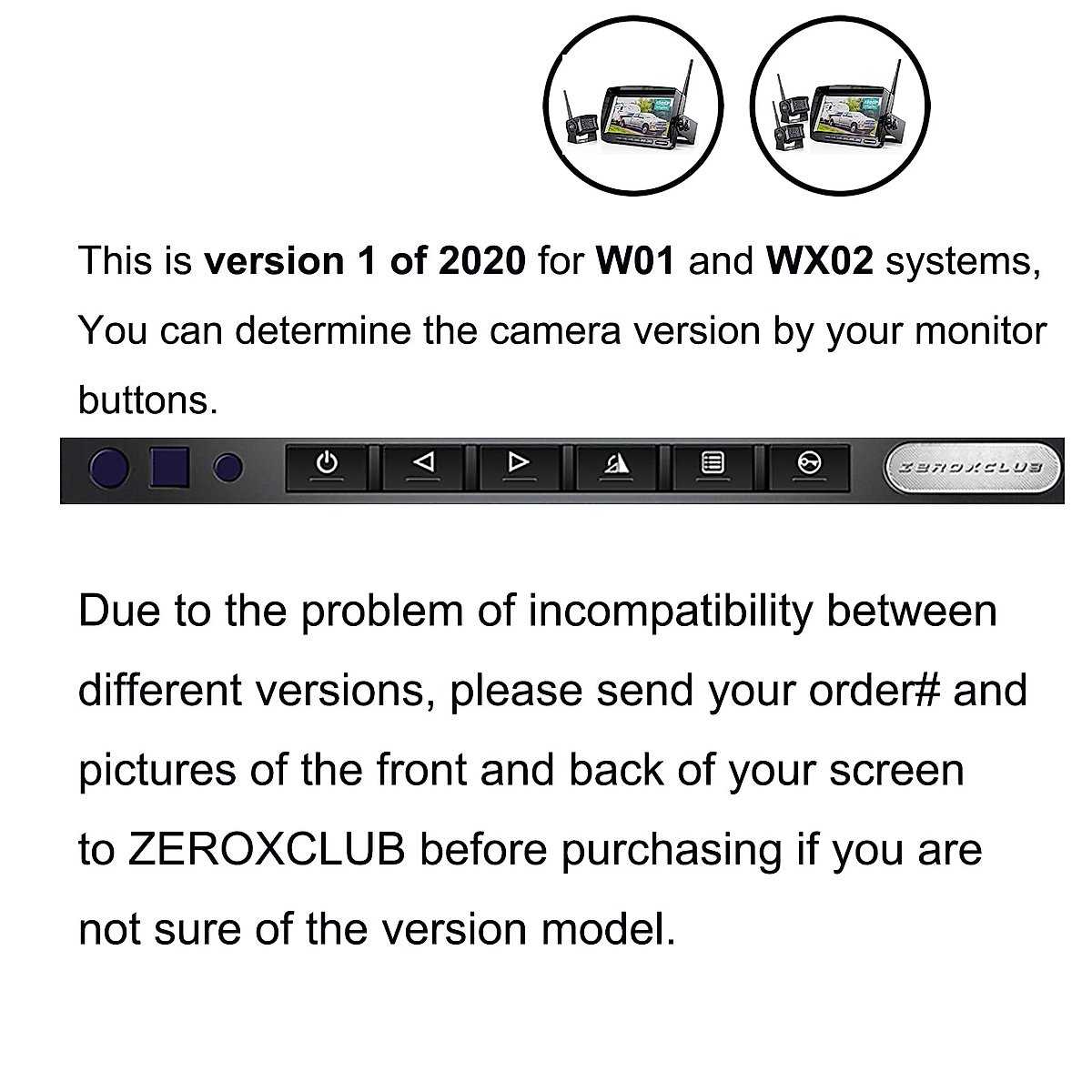 ZEROXCLUB Single Rear View Camera only for W01 WX02 BW4 System purchases Before March 2021 (CM-W01) (Please Ask The Seller if it is Compatible Before Purchasing)