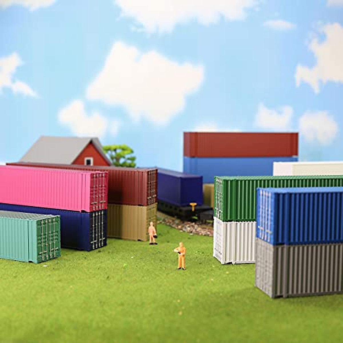 Evemodel C8745 9pcs Different Colored HO Scale 1:87 45ft Blank Shipping Container 45' Cargo Box