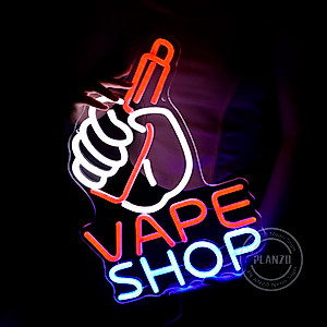 Planzo VAPE Shop Neon Sign for Smoke Shop LED Light Up E-cigar Business Store Sign Logo Wall Decor Neon Night Light Birthday Christmas Dad Husband Gift 5V 15.75"